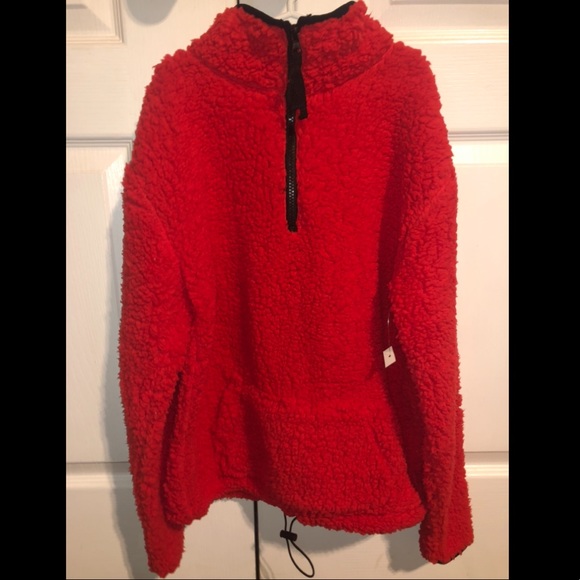 Sweaters | Red Sherpa Jacket | Poshmark